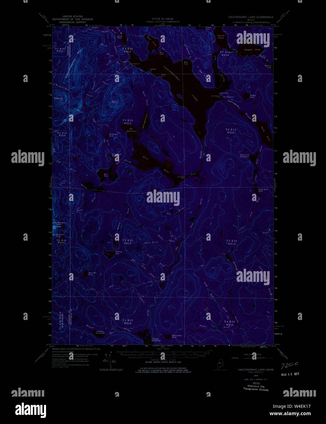 Maine USGS Historical Map Caucomgomoc Lake 460304 1958 62500 Inversion ...