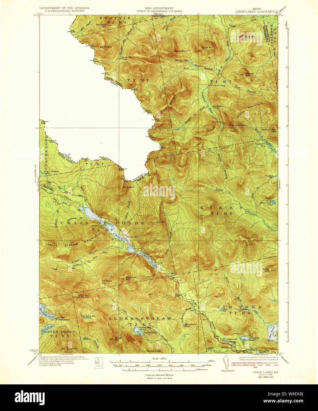 Maine USGS Historical Map Chain Lakes 460306 1935 62500 Restoration ...