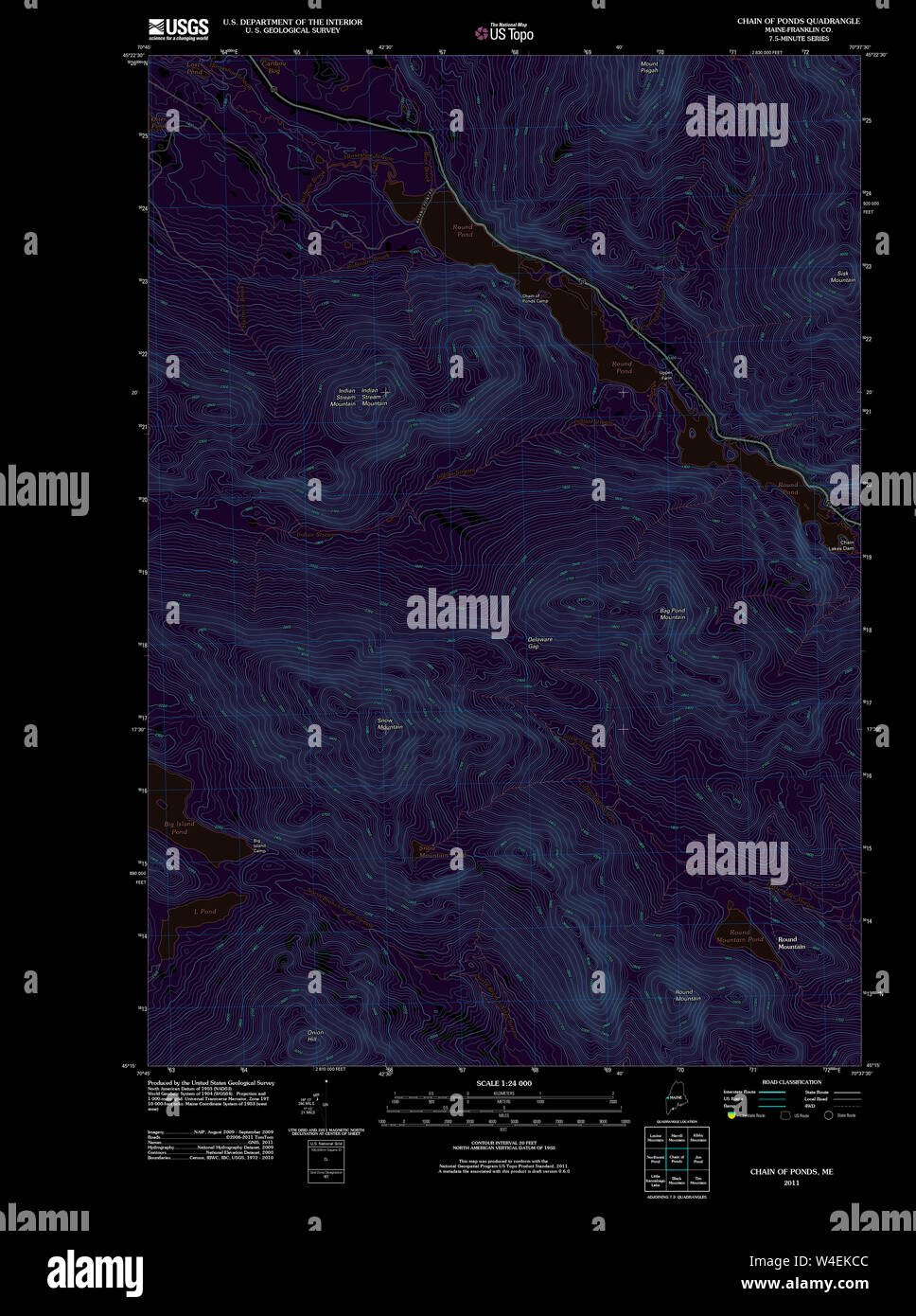 Maine USGS Historical Map Chain of Ponds 20110910 TM Inversion ...