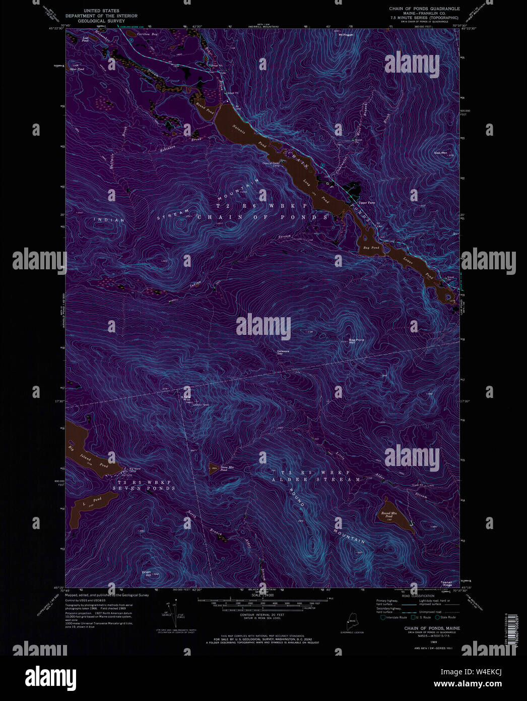 Maine USGS Historical Map Chain Of Ponds 105014 1969 24000 Inversion ...