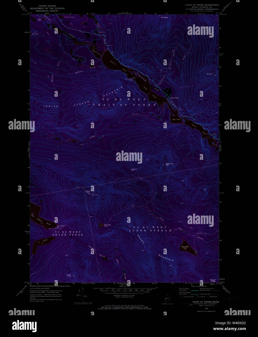 Maine USGS Historical Map Chain Of Ponds 460311 1969 24000 Inversion ...