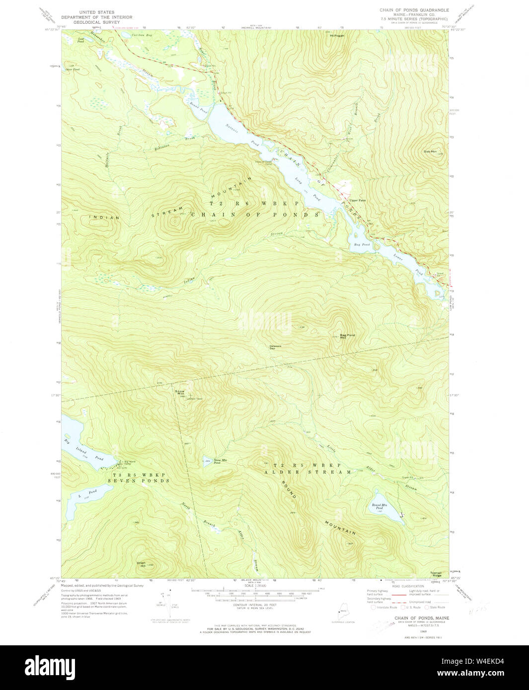 Maine USGS Historical Map Chain Of Ponds 460311 1969 24000 Restoration ...