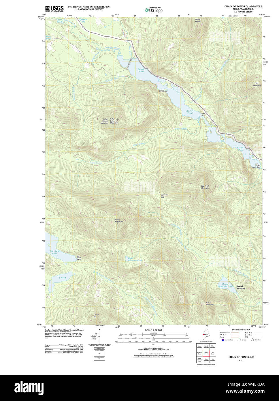 Maine USGS Historical Map Chain of Ponds 20110910 TM Restoration Stock ...