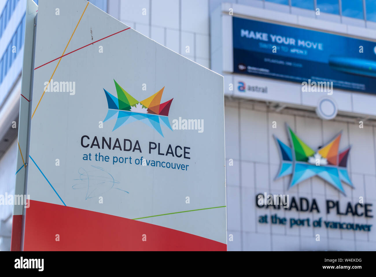 Canada Place (at the Port of Vancouver) logos seen at the front of the ...