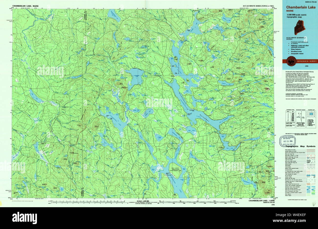 Maine USGS Historical Map Chamberlain Lake 807847 1994 100000 ...