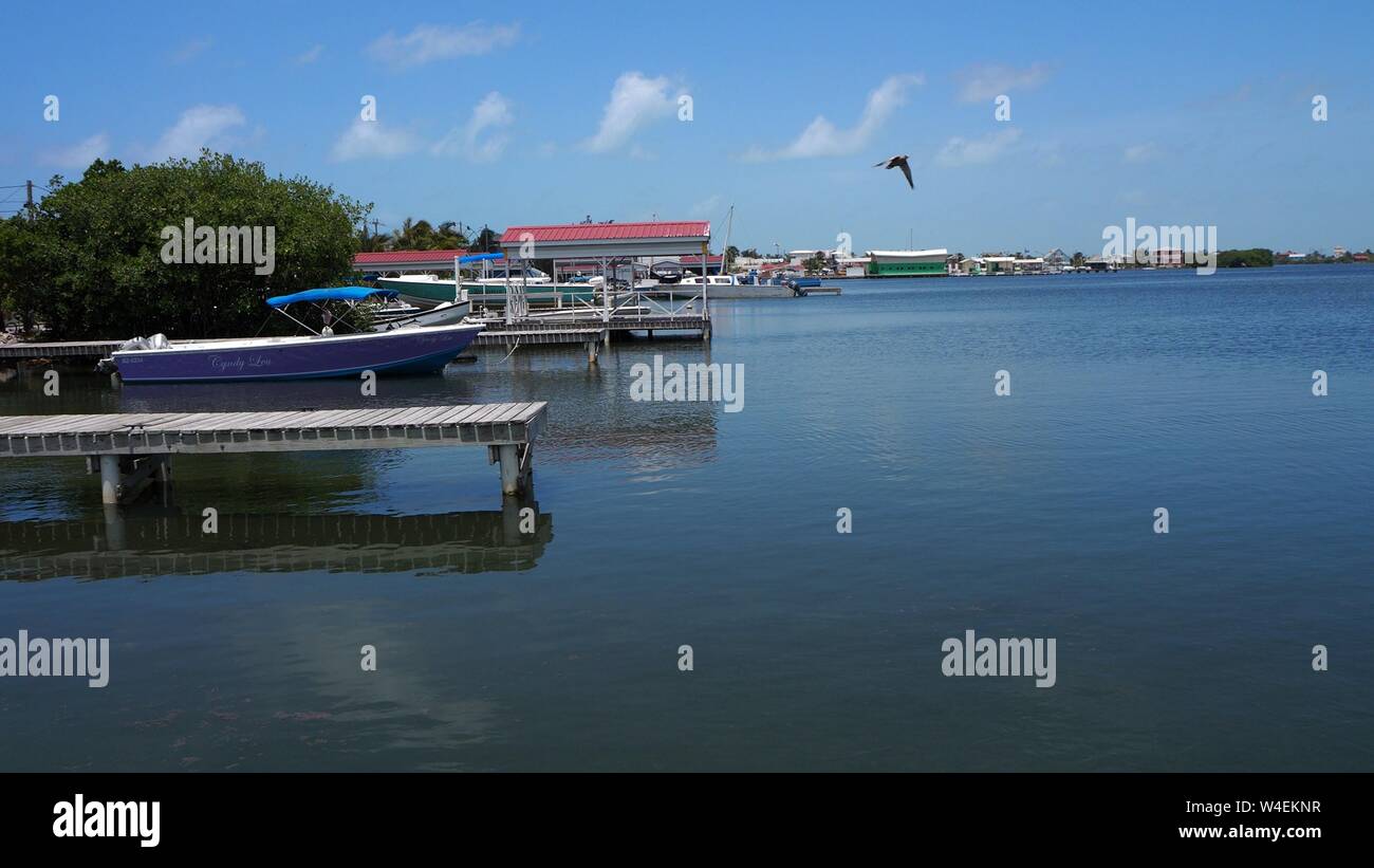 Caribbean sea and coast. The tropical ocean of Belize. Ambergris Caye ...