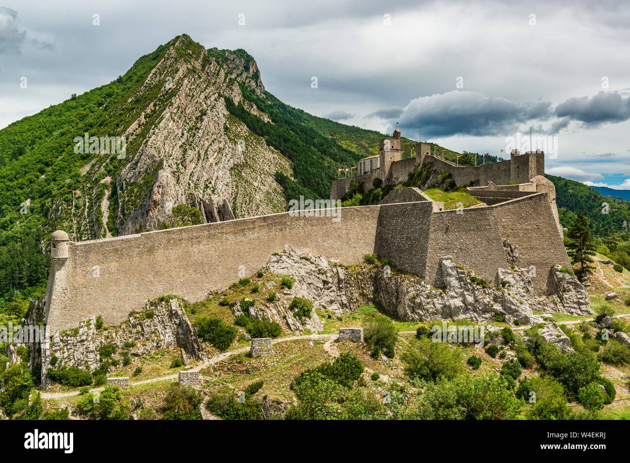 Amazing Sisteron fortress. Ancient castle with defence walls in the ...