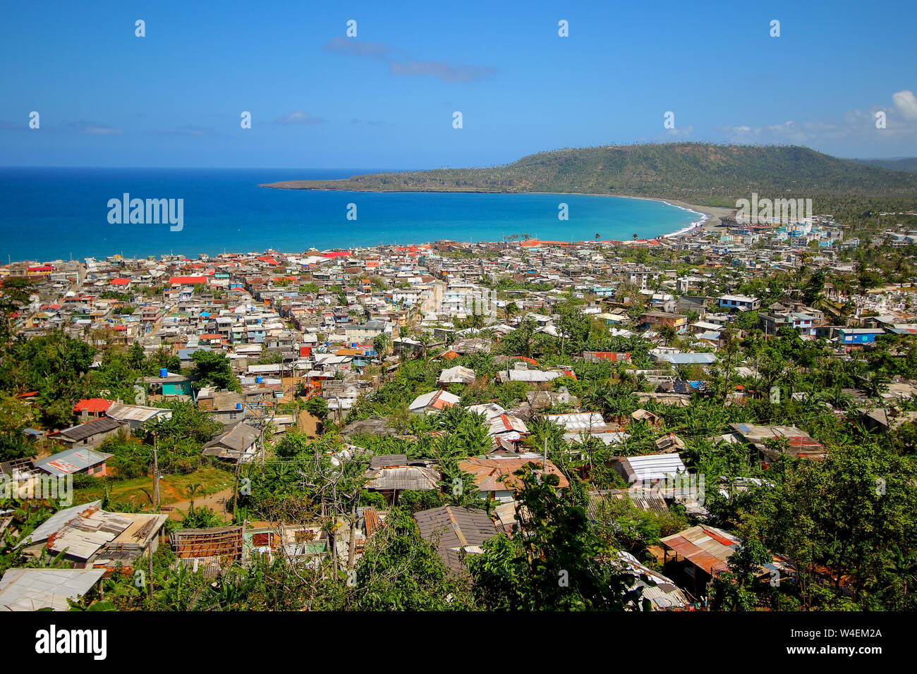 Aerial view of the city of Baracoa in the south-east of Cuba ...