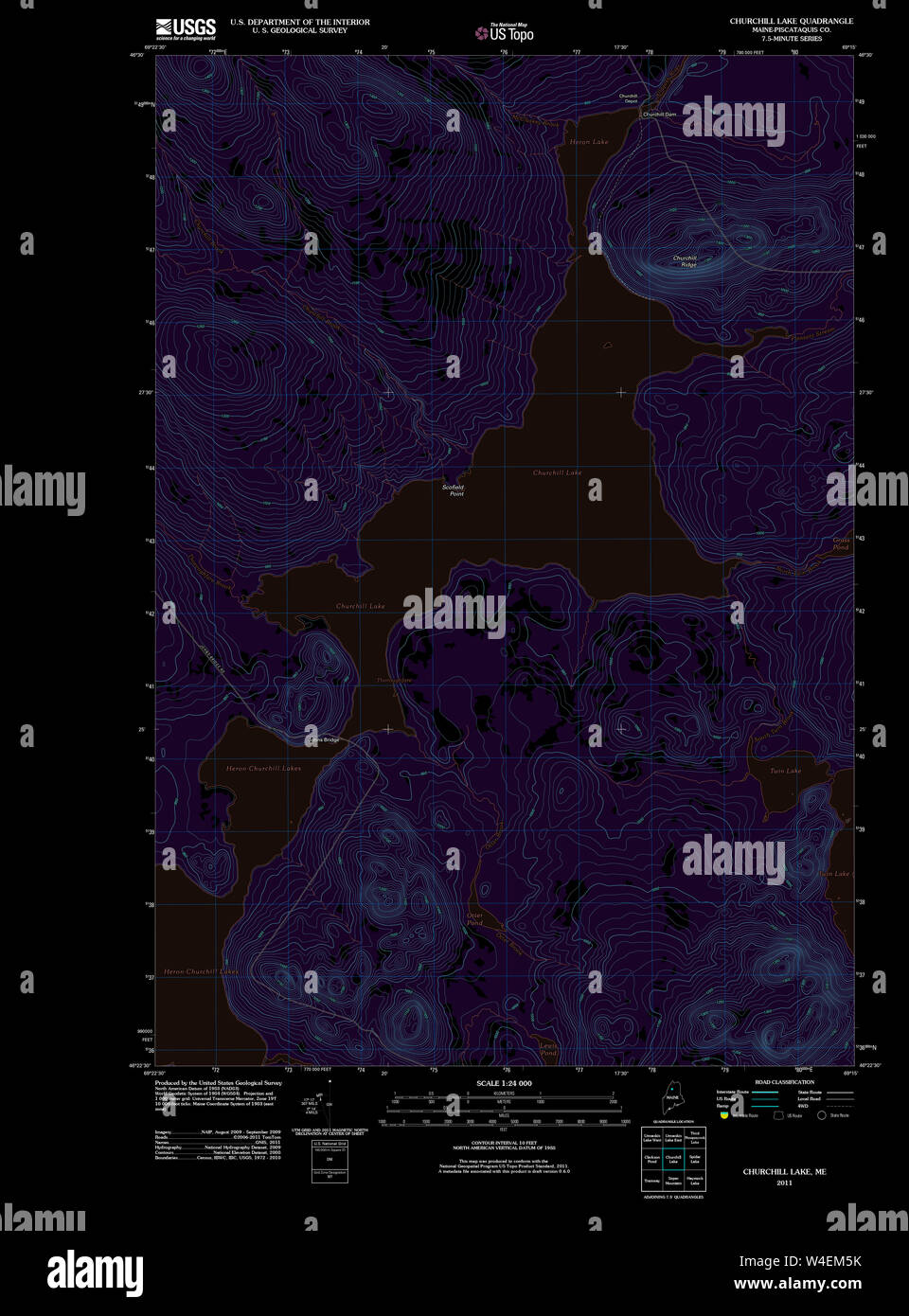 Maine USGS Historical Map Churchill Lake 20110906 TM Inversion ...
