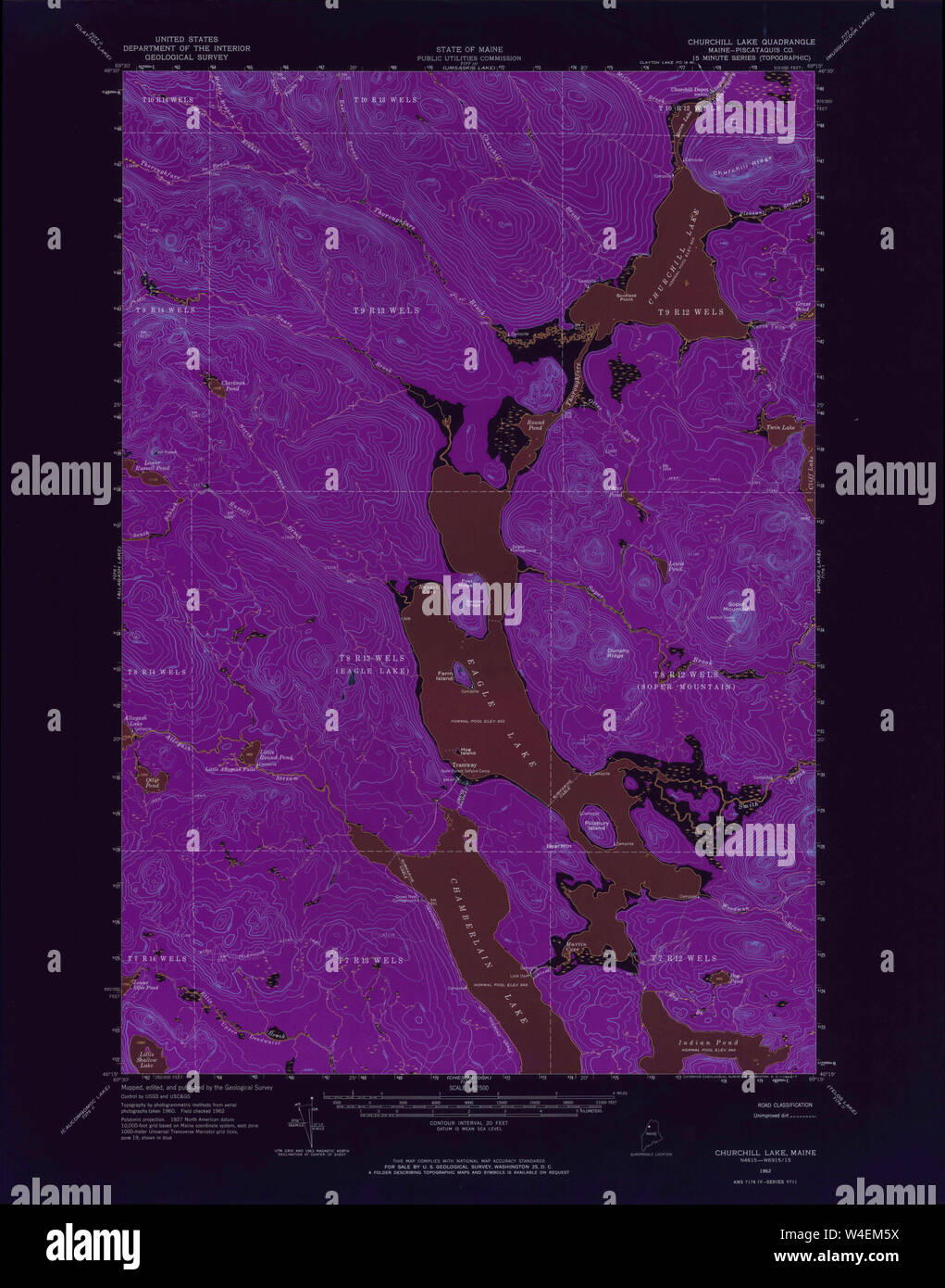 Maine USGS Historical Map Churchill Lake 306524 1962 62500 Inversion ...