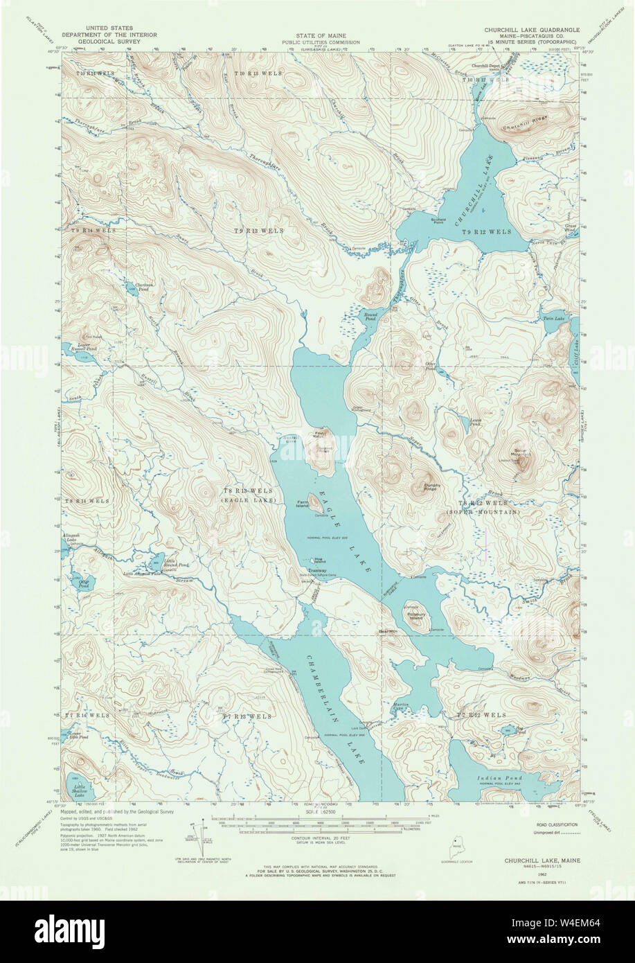 Maine USGS Historical Map Churchill Lake 306525 1962 62500 Restoration ...
