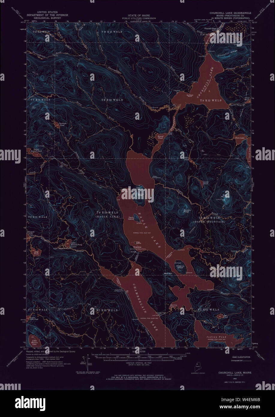 Maine USGS Historical Map Churchill Lake 306525 1962 62500 Inversion ...