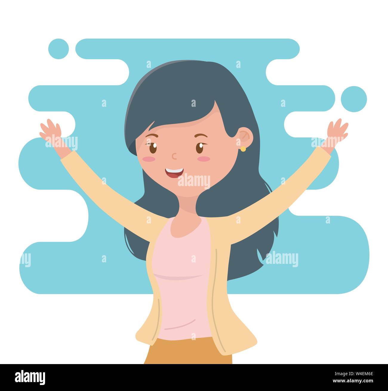 happy young woman celebrating character vector illustration design ...