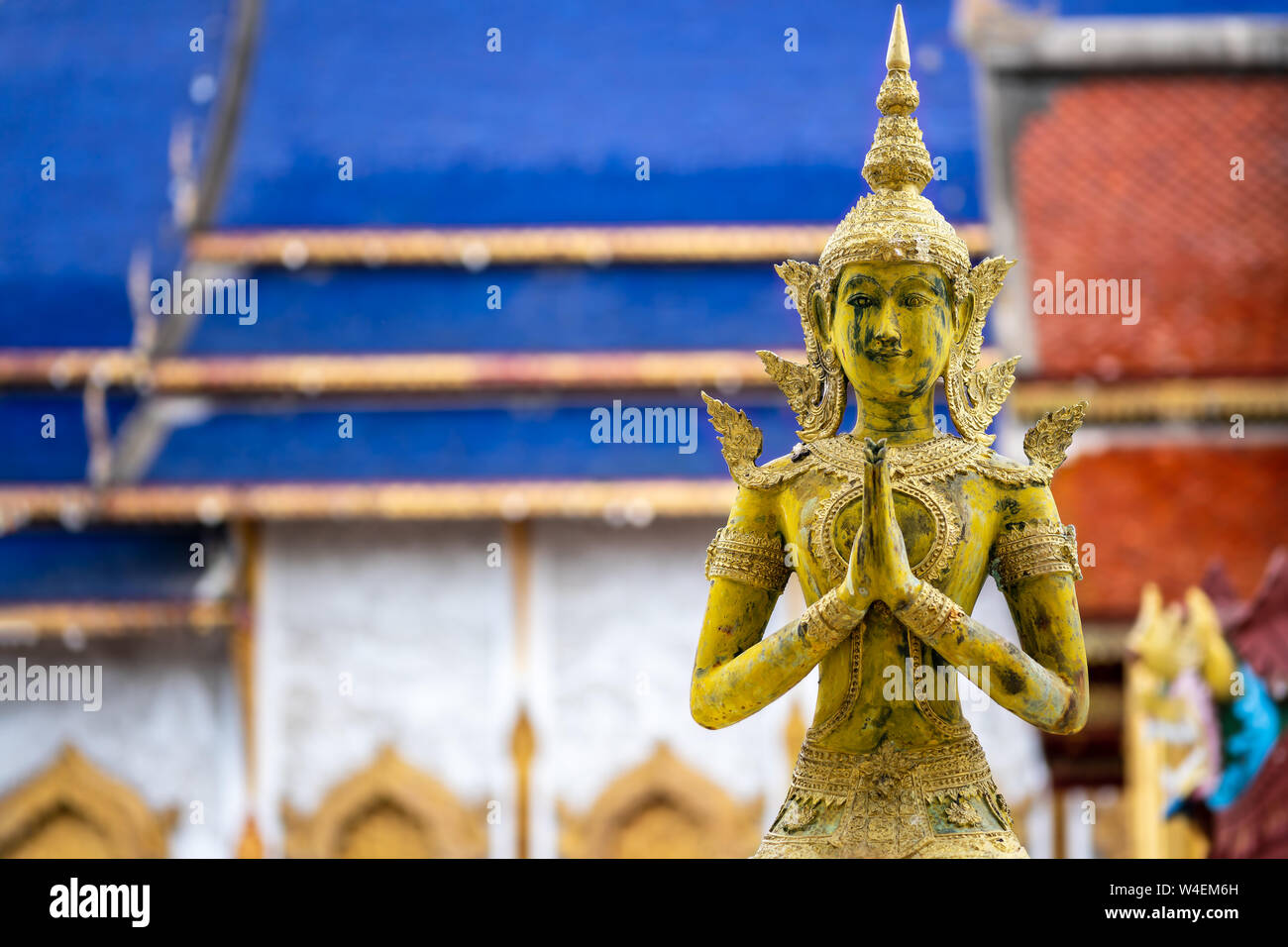 Angels statue to pay respect at Chiang Mai Thailand temple. Concept of ...