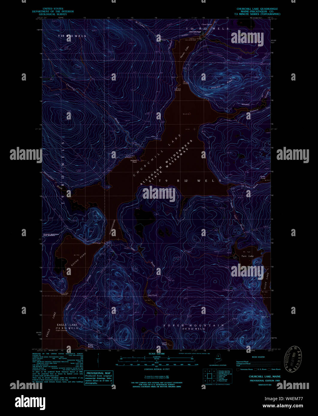 Maine USGS Historical Map Churchill Lake 460325 1989 24000 Inversion ...