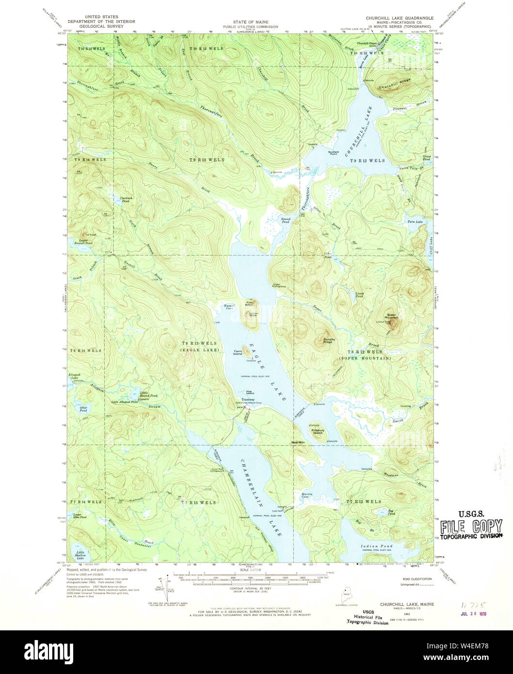 Maine USGS Historical Map Churchill Lake 460324 1962 62500 Restoration ...