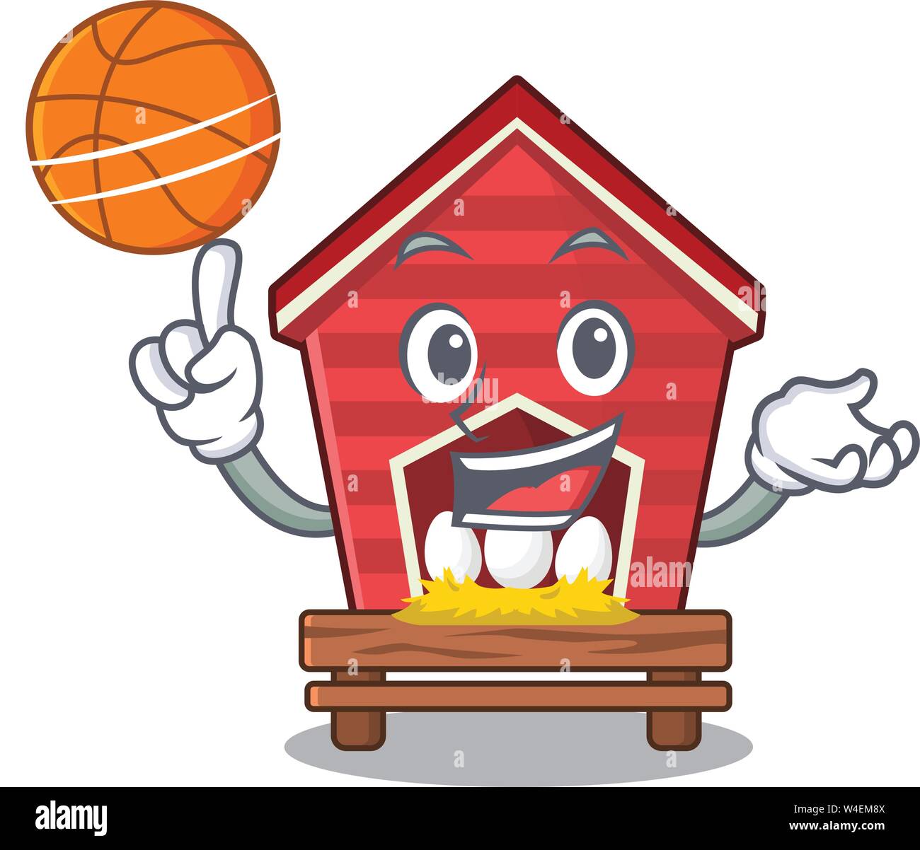With basketball chicken coop isolated in the mascot vector illustration ...