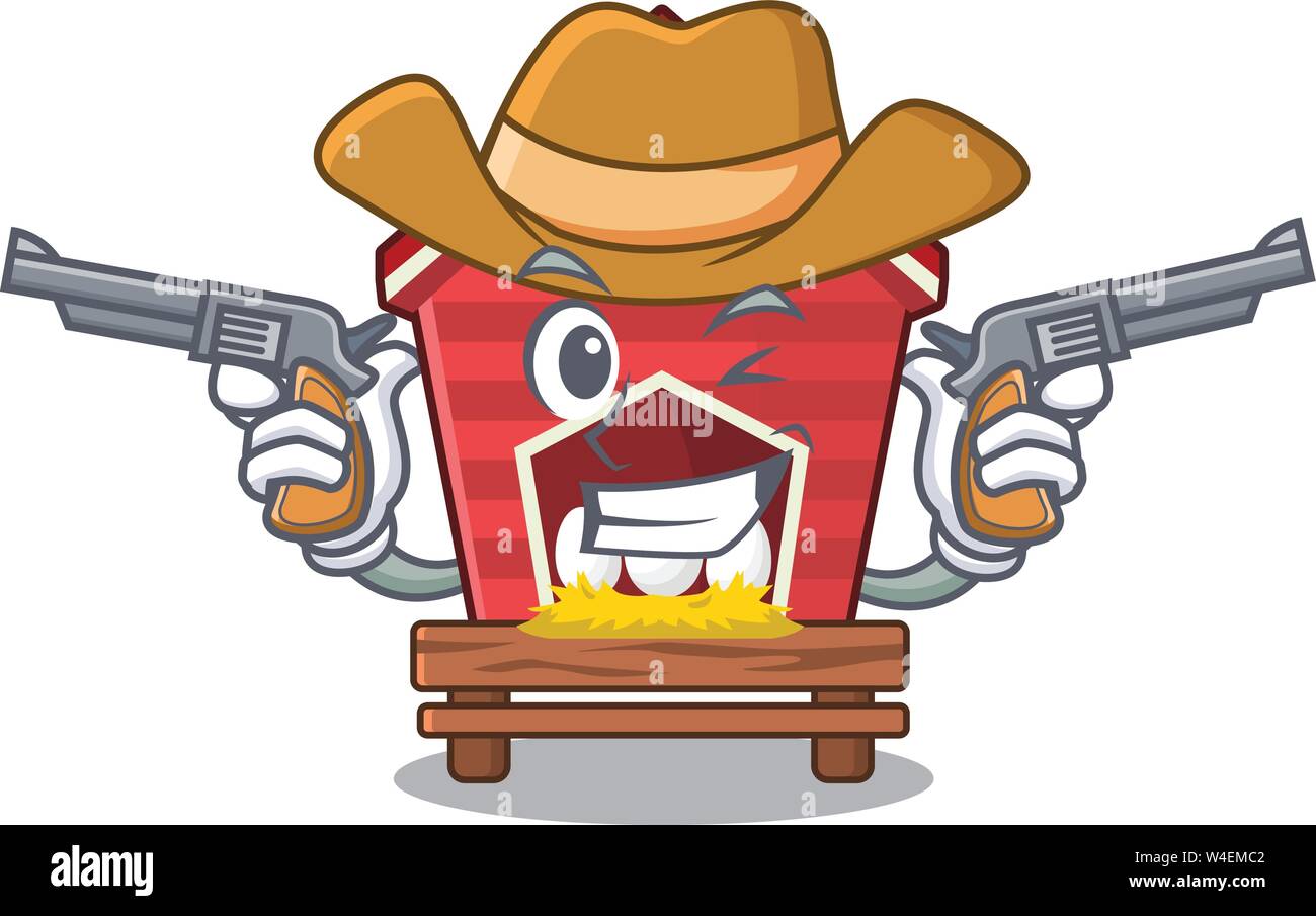 Cowboy chicken coop isolated in the mascot vector illustration Stock ...