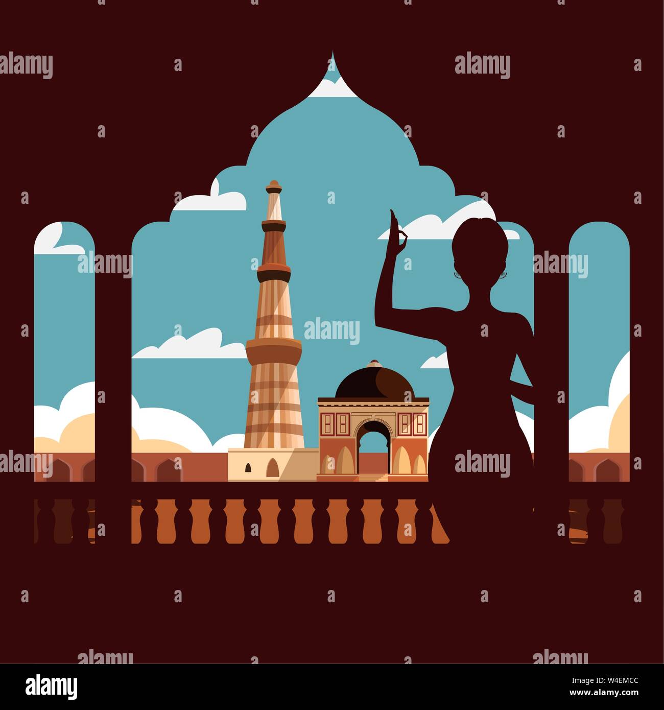india independence day - indian woman in monument vector illustration ...