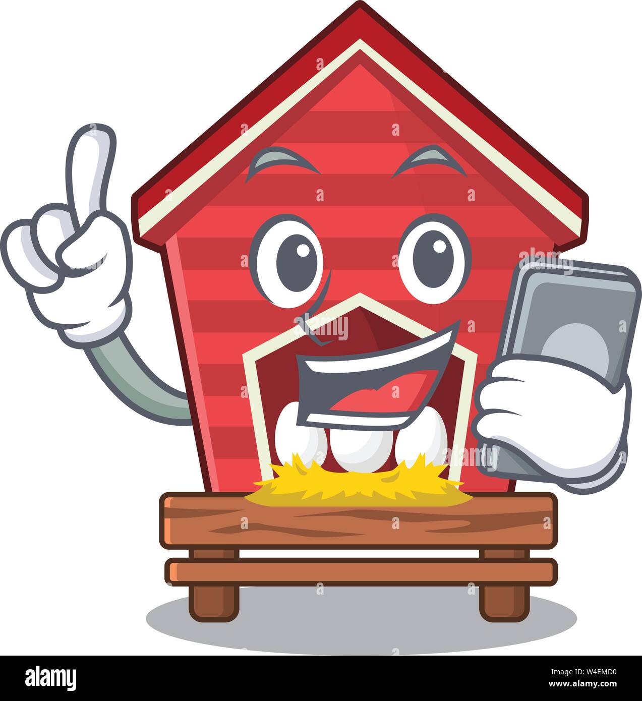 With phone chicken coop isolated in the mascot vector illustration ...