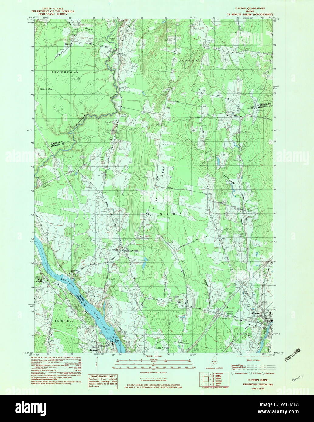 Maine USGS Historical Map Clinton 806612 1982 24000 Restoration Stock ...