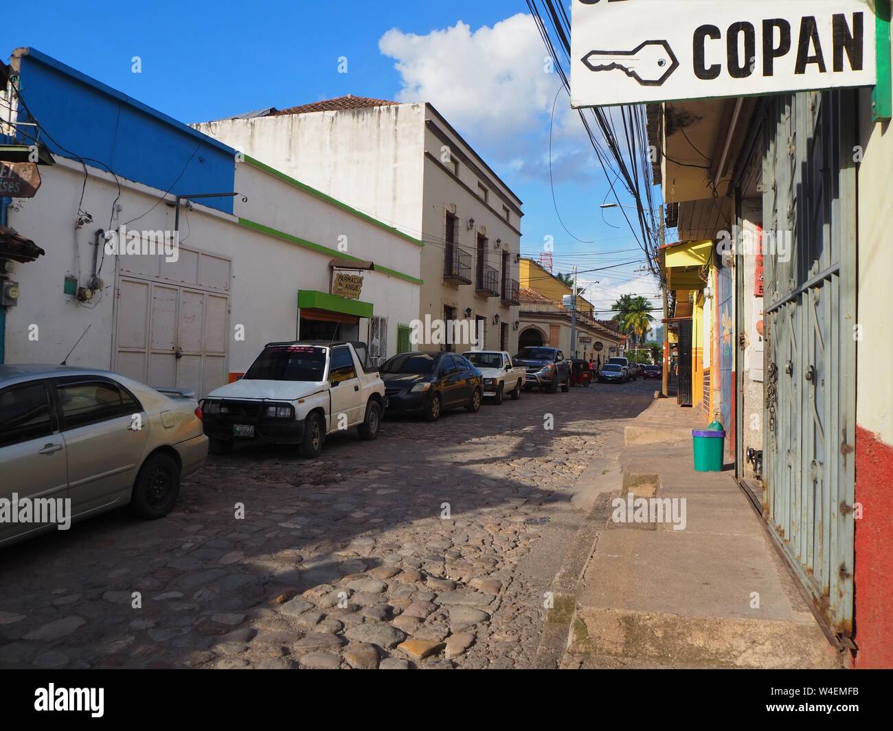 Street of central american village or town. Copan in Honduras. town ...