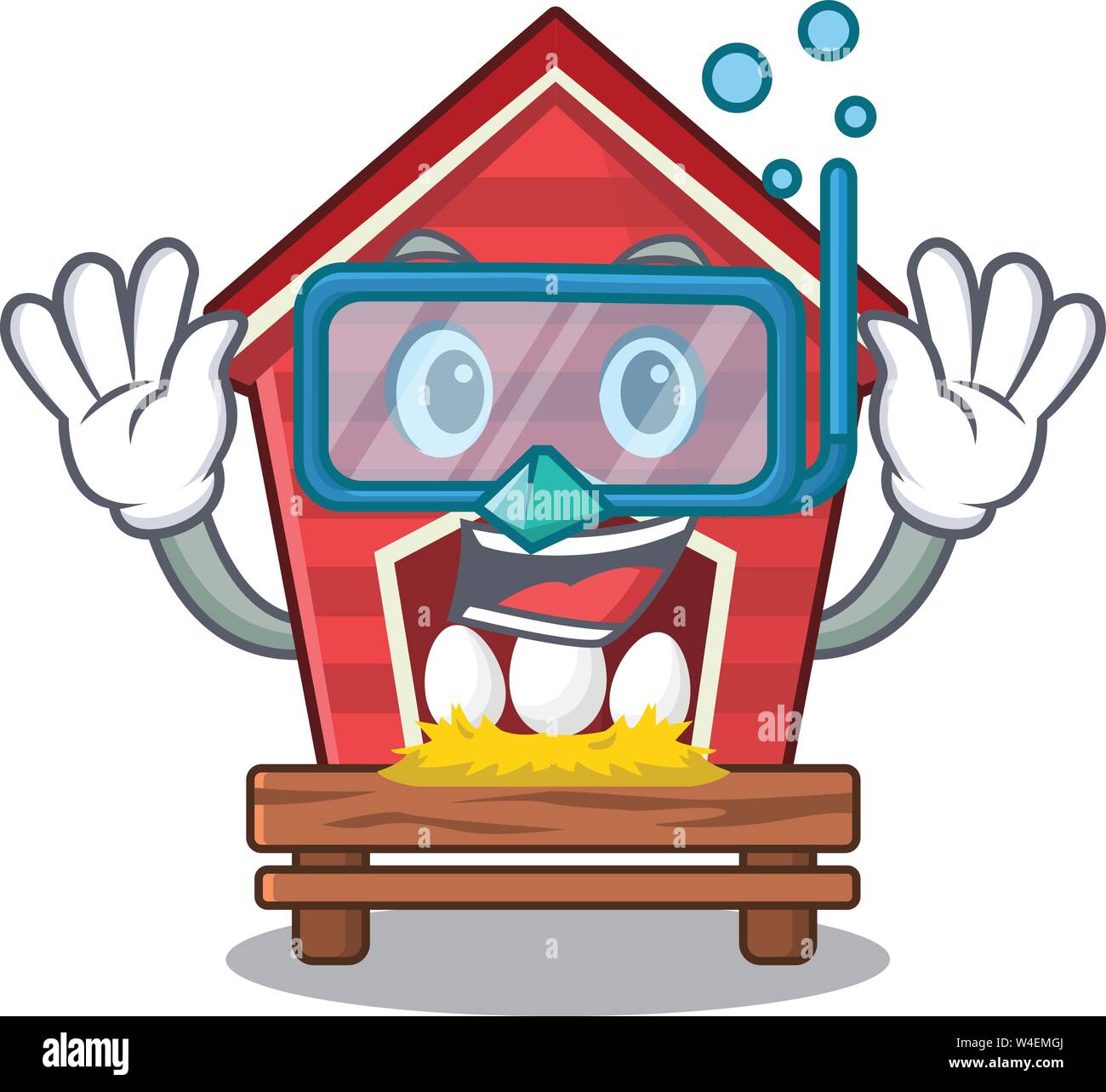 Diving chicken coop in the cartoon shape vector ilustration Stock ...