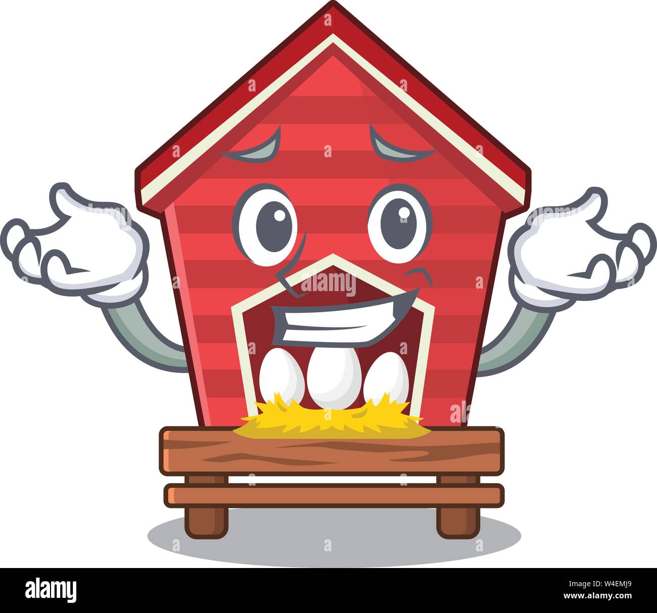 Grinning chicken coop in the cartoon shape vector ilustration Stock ...