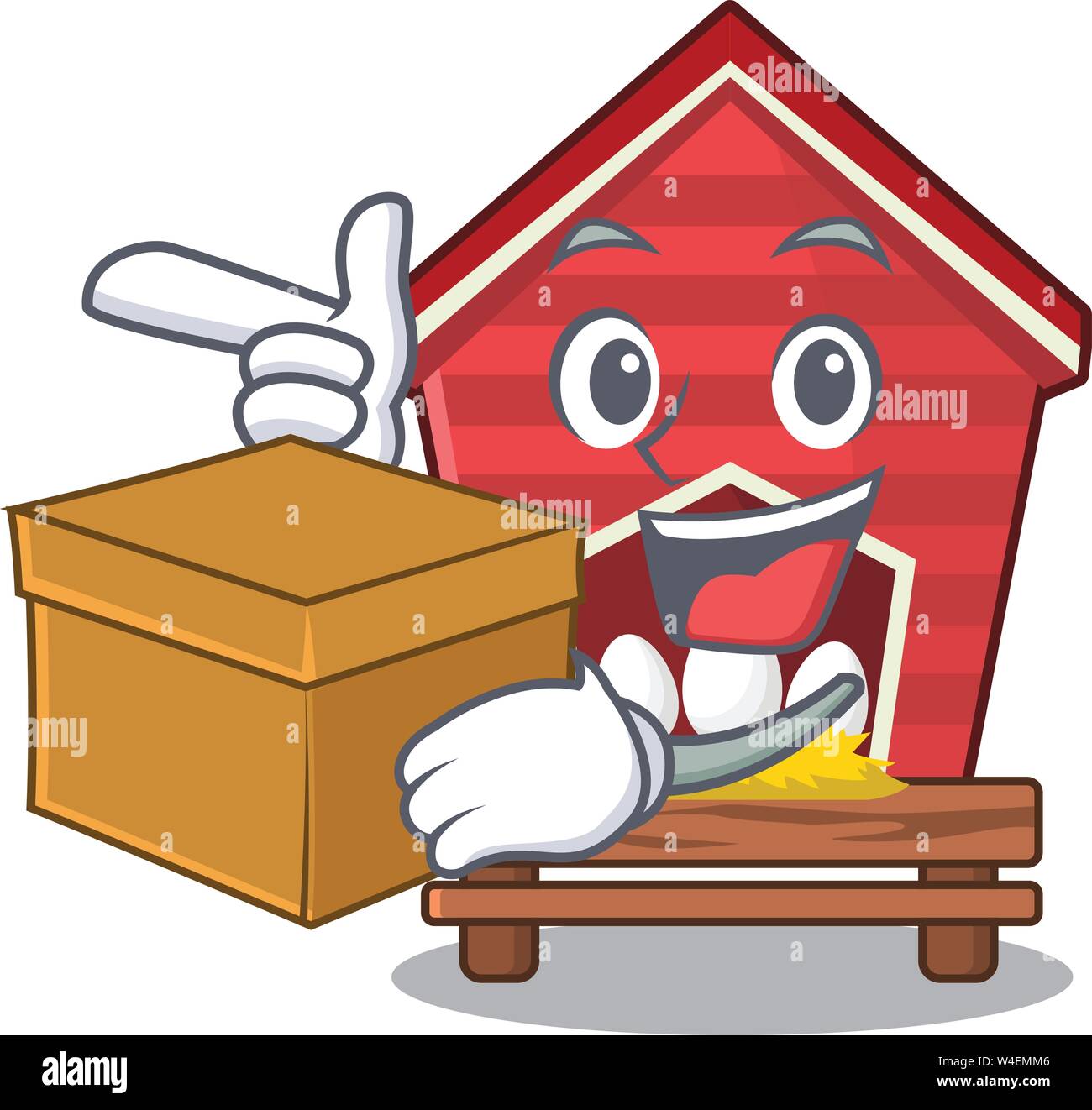 With box chicken coop in the cartoon shape vector ilustration Stock ...