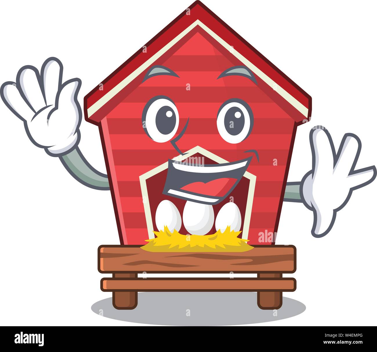 Waving chicken coop in the cartoon shape vector ilustration Stock ...