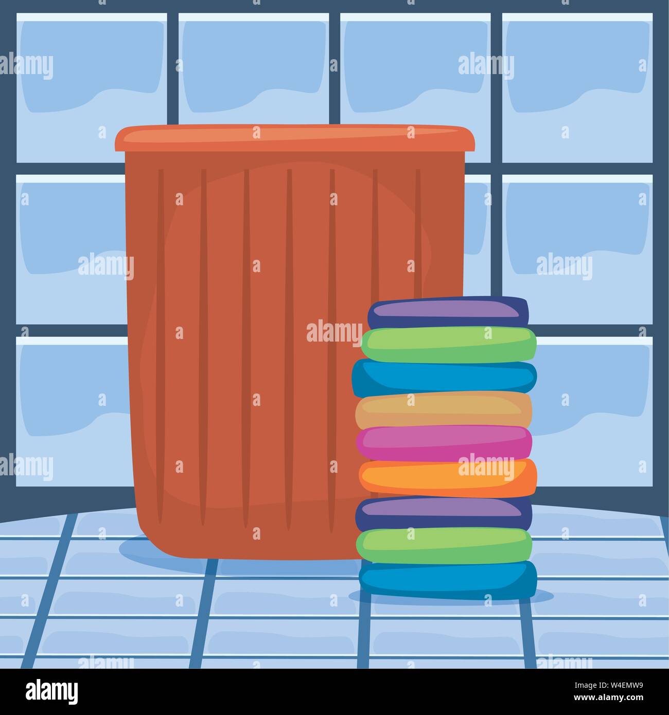 bucket clothes laundry cleaning products and supplies vector ...