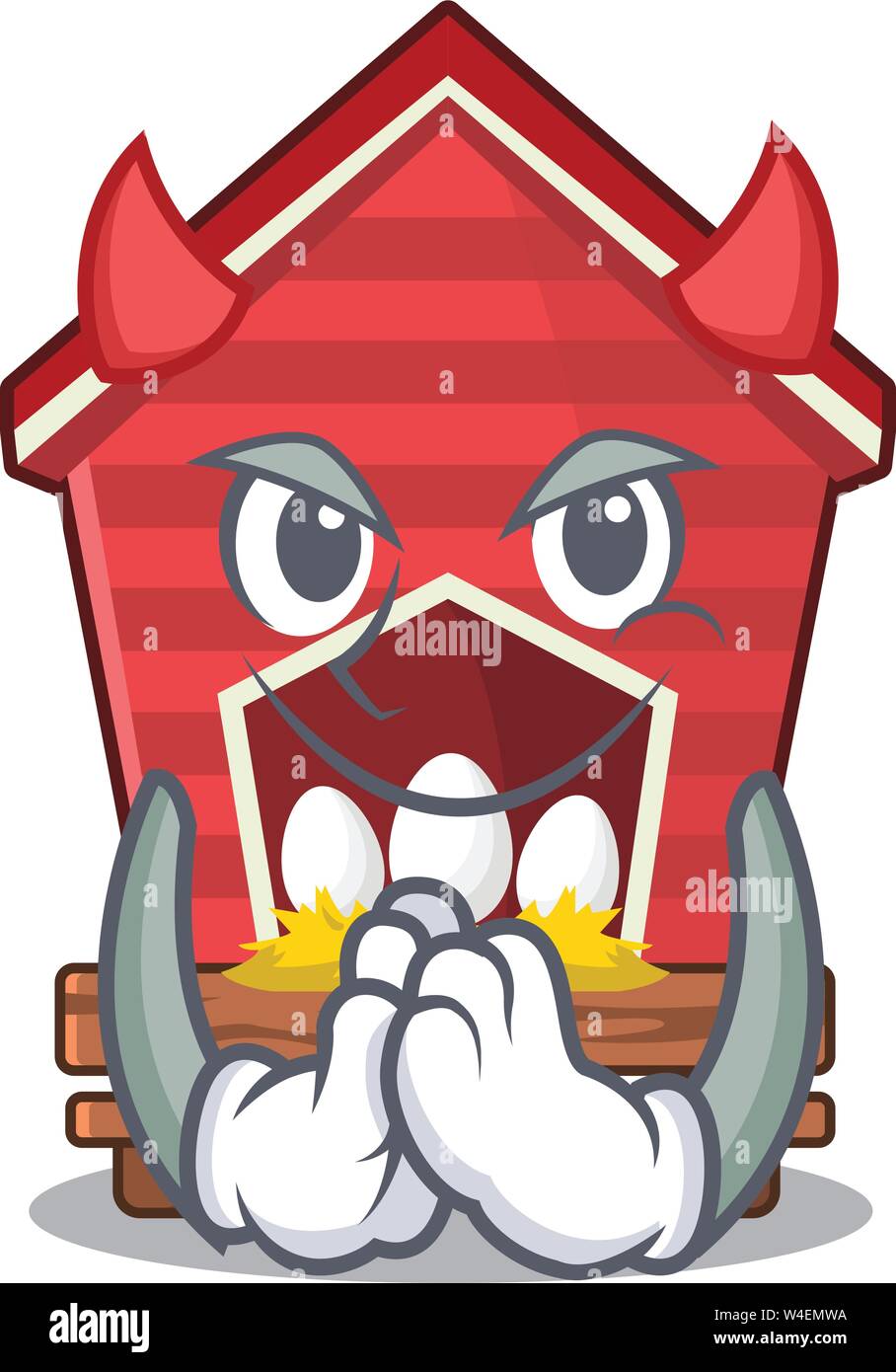 Devil chicken coop in character house yards vector illustration Stock ...