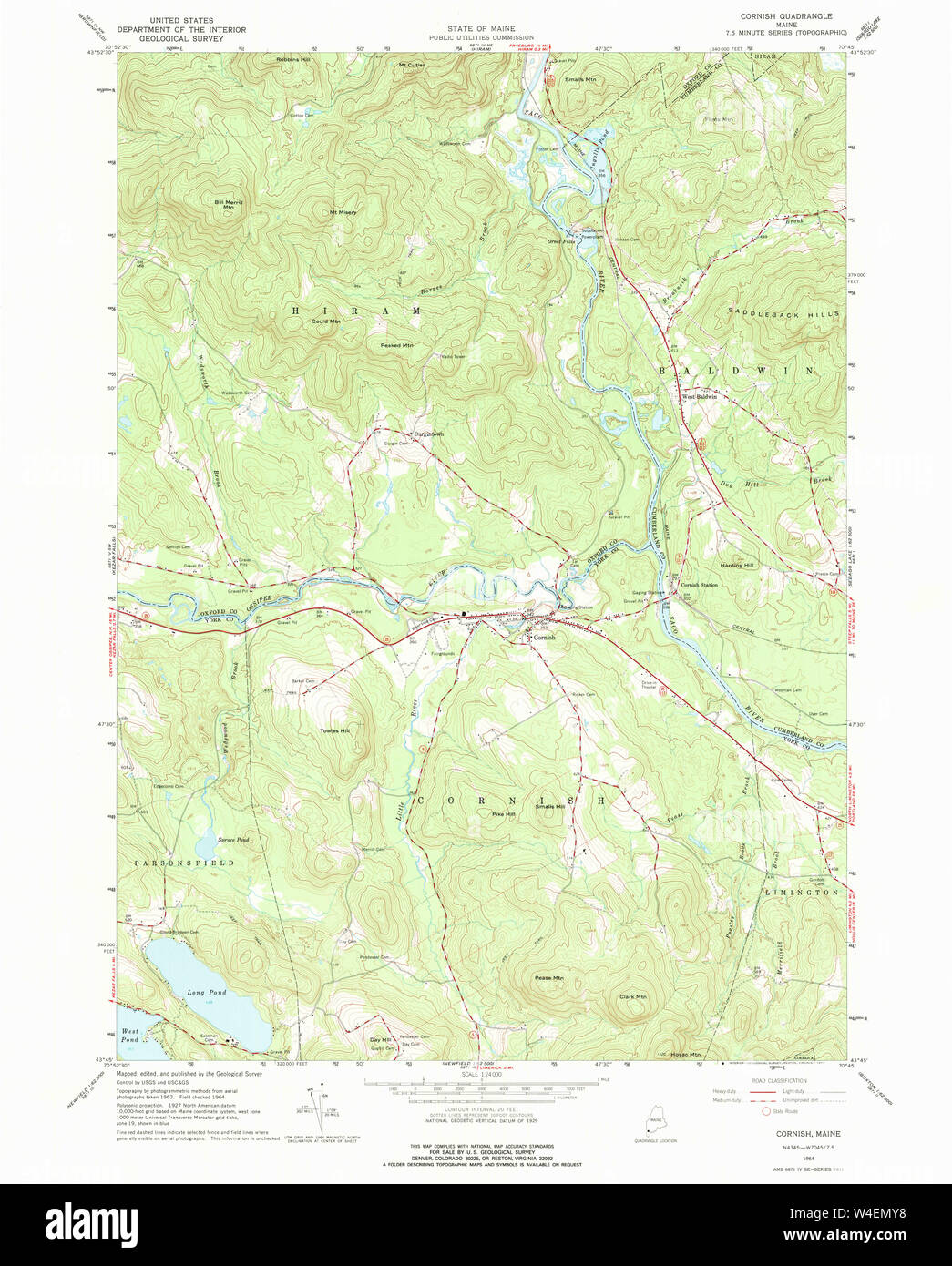 Maine USGS Historical Map Cornish 105046 1964 24000 Restoration Stock ...
