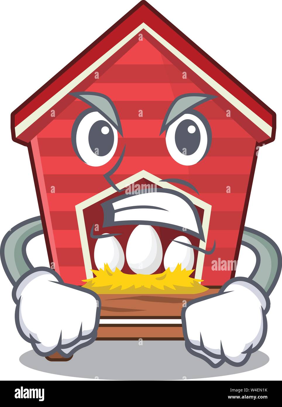 Angry chicken coop in character house yards vector illustration Stock ...