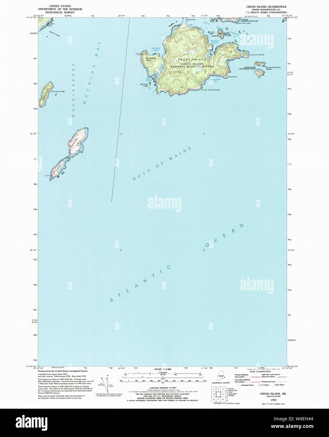 Maine USGS Historical Map Cross Island 105055 1993 24000 Restoration ...