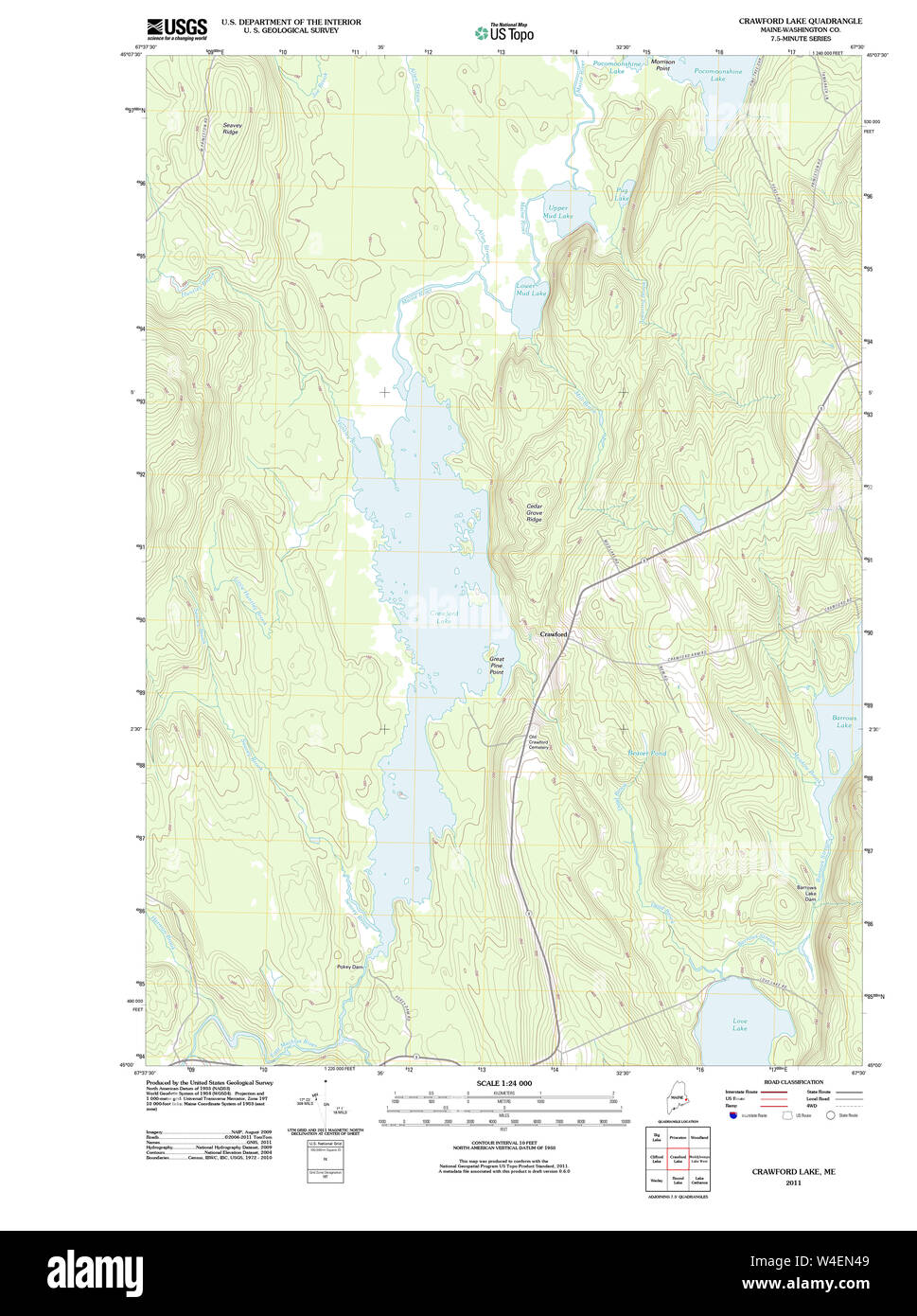 Maine USGS Historical Map Crawford Lake 20110829 TM Restoration Stock ...