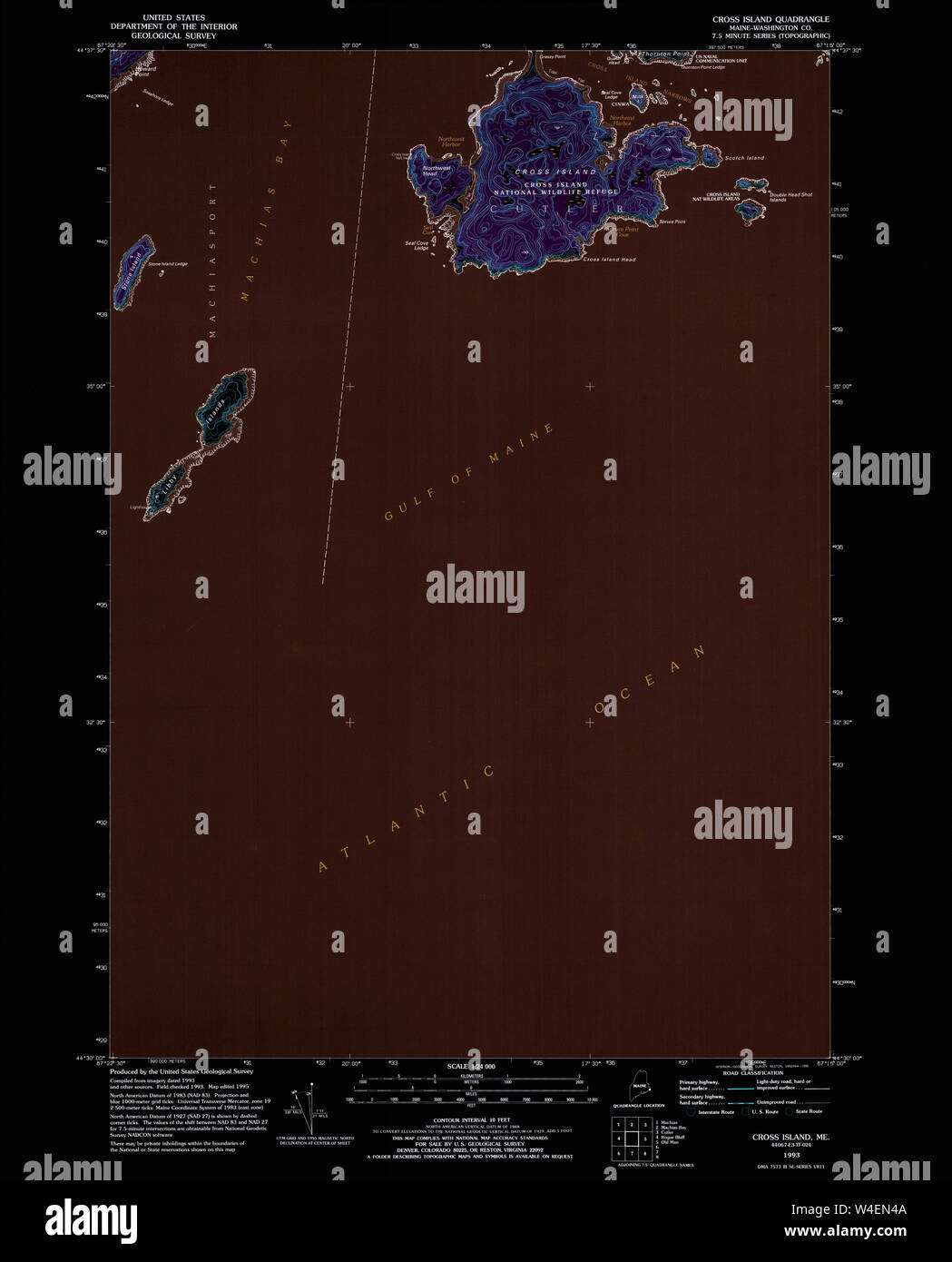 Maine USGS Historical Map Cross Island 105055 1993 24000 Inversion ...