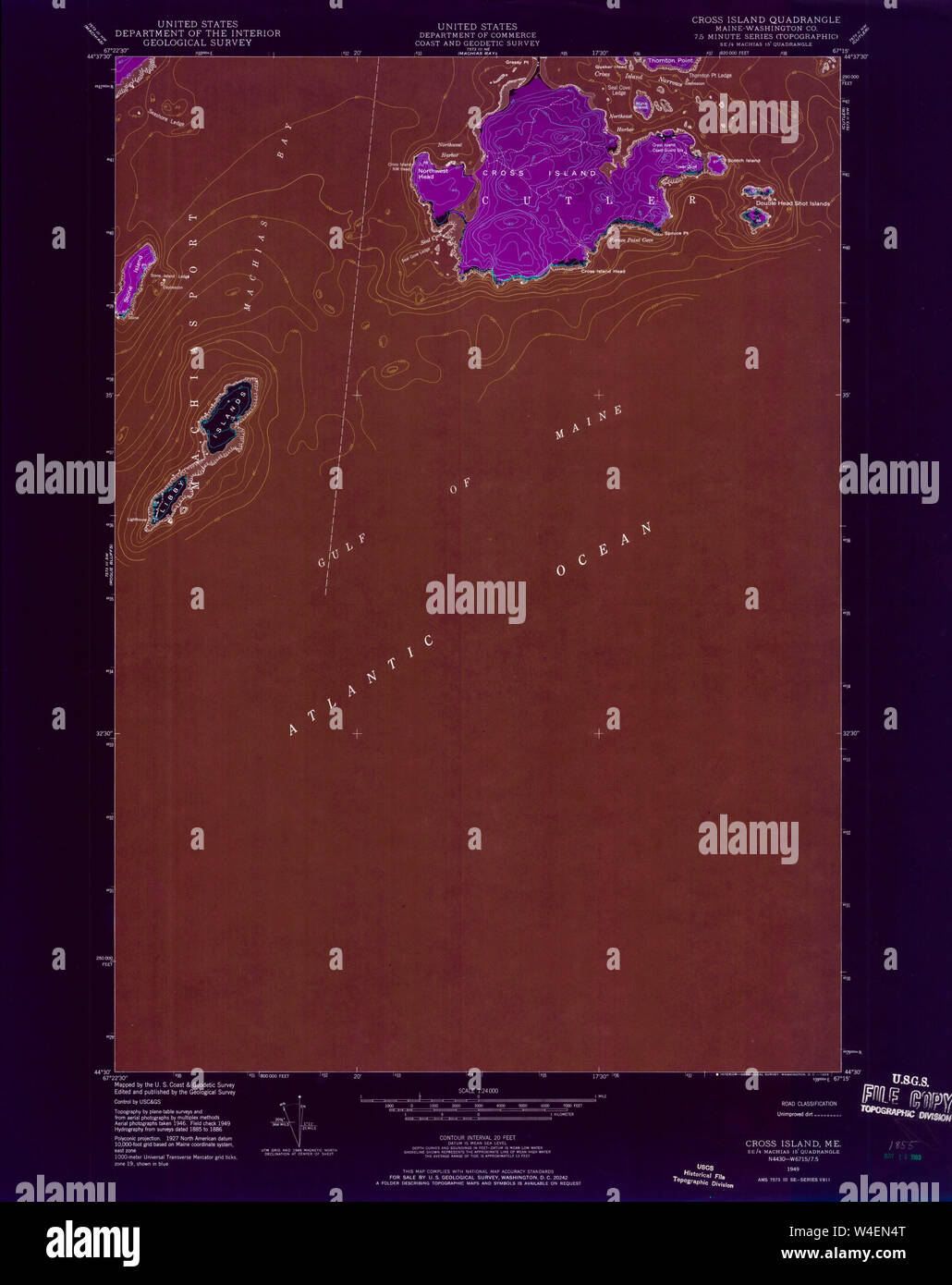 Maine USGS Historical Map Cross Island 806621 1949 24000 Inversion ...