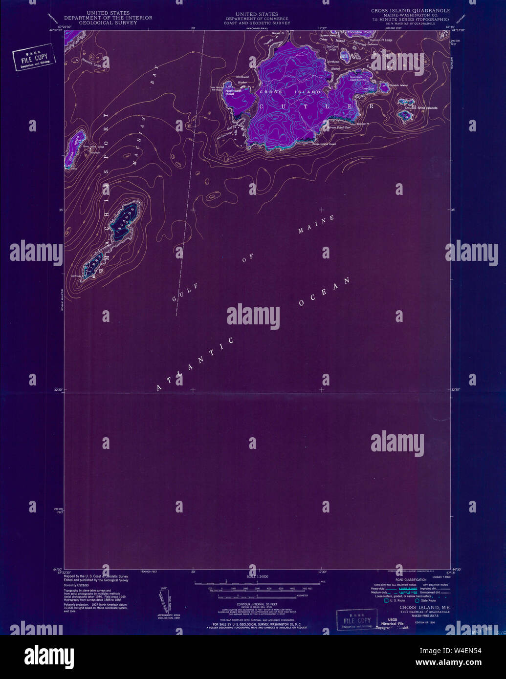 Maine USGS Historical Map Cross Island 806622 1950 24000 Inversion ...