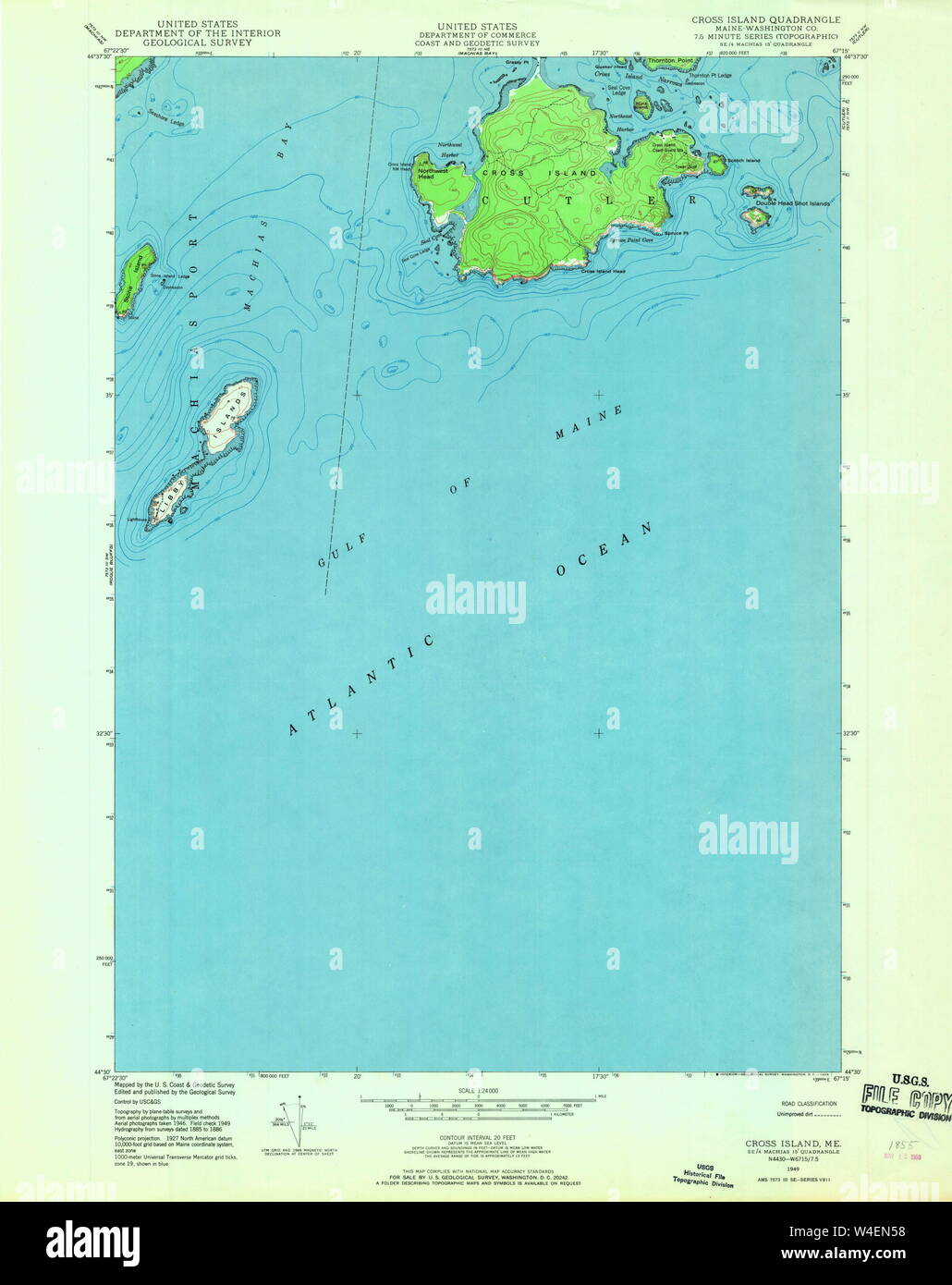 Maine USGS Historical Map Cross Island 806621 1949 24000 Restoration ...