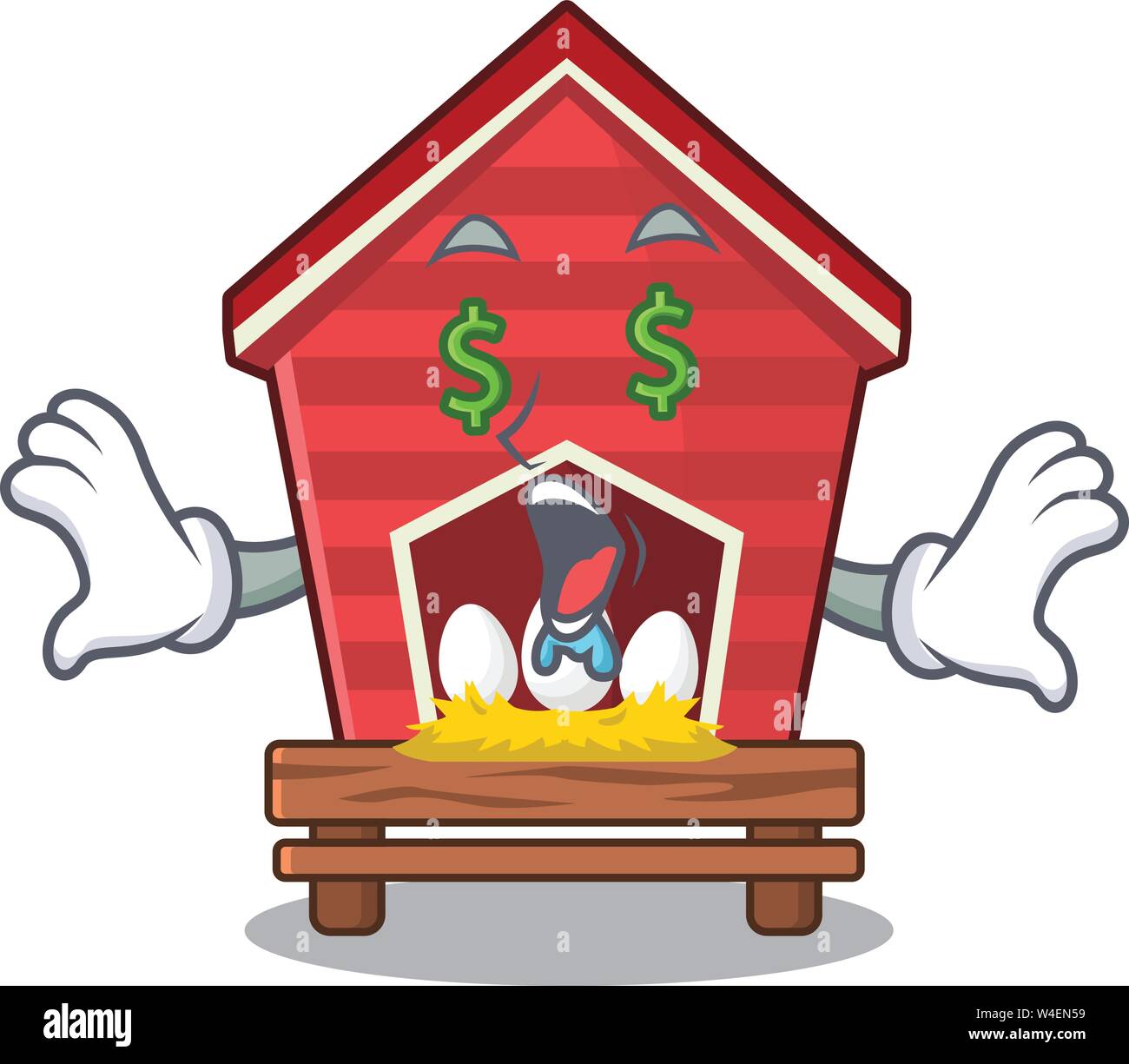 Money eye toy chicken coop in cartoon table vector illustration Stock ...
