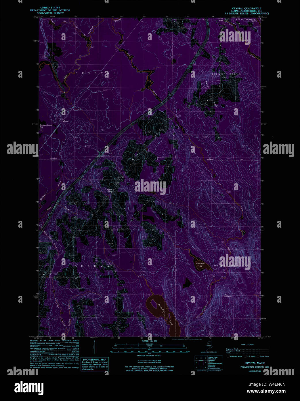 Maine USGS Historical Map Crystal 105057 1989 24000 Inversion ...