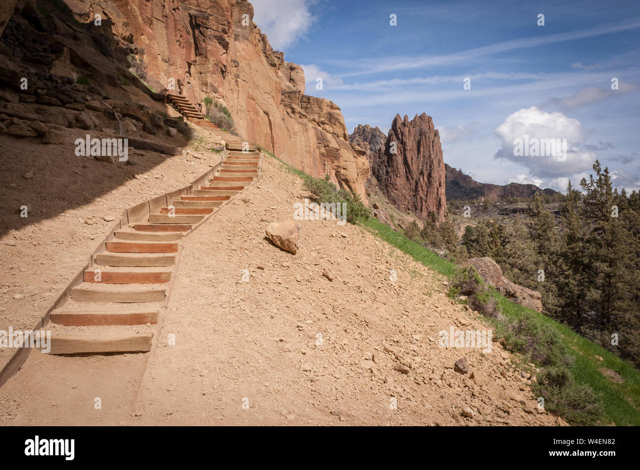 A landscape from Smith Rock State Park in central Oregon, a rock ...