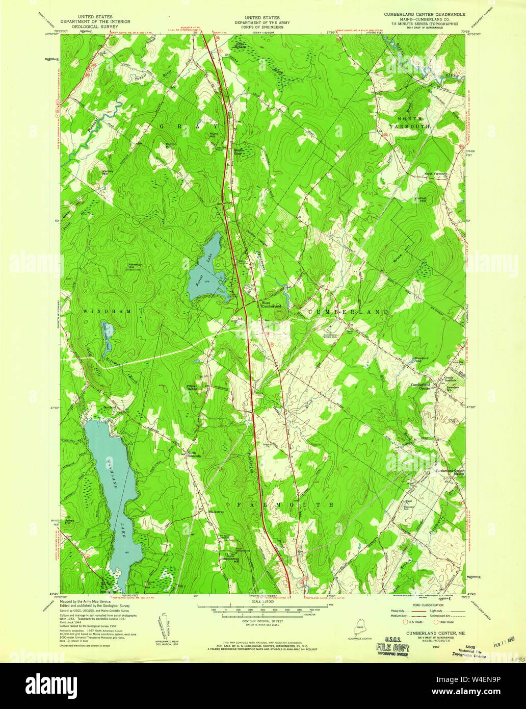 Maine USGS Historical Map Cumberland Center 806624 1957 24000 ...