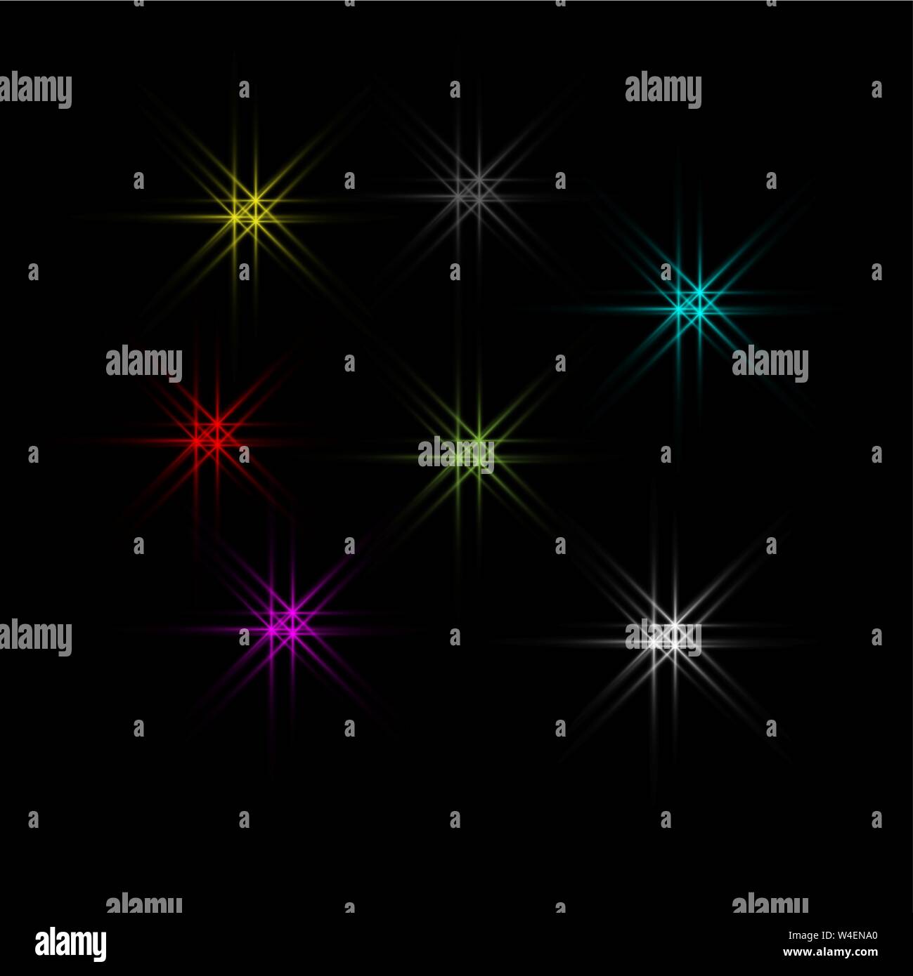 Vector glowing light bursts with sparkles on black background Stock ...