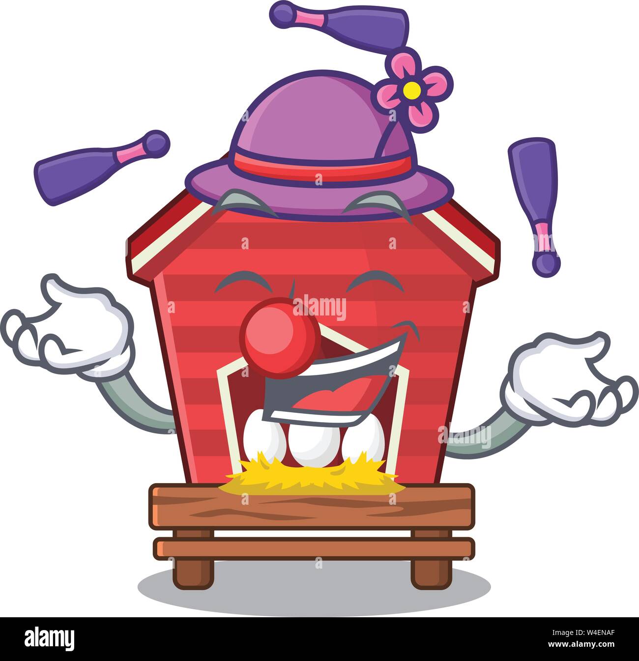 Juggling toy chicken coop in cartoon table vector illustration Stock ...