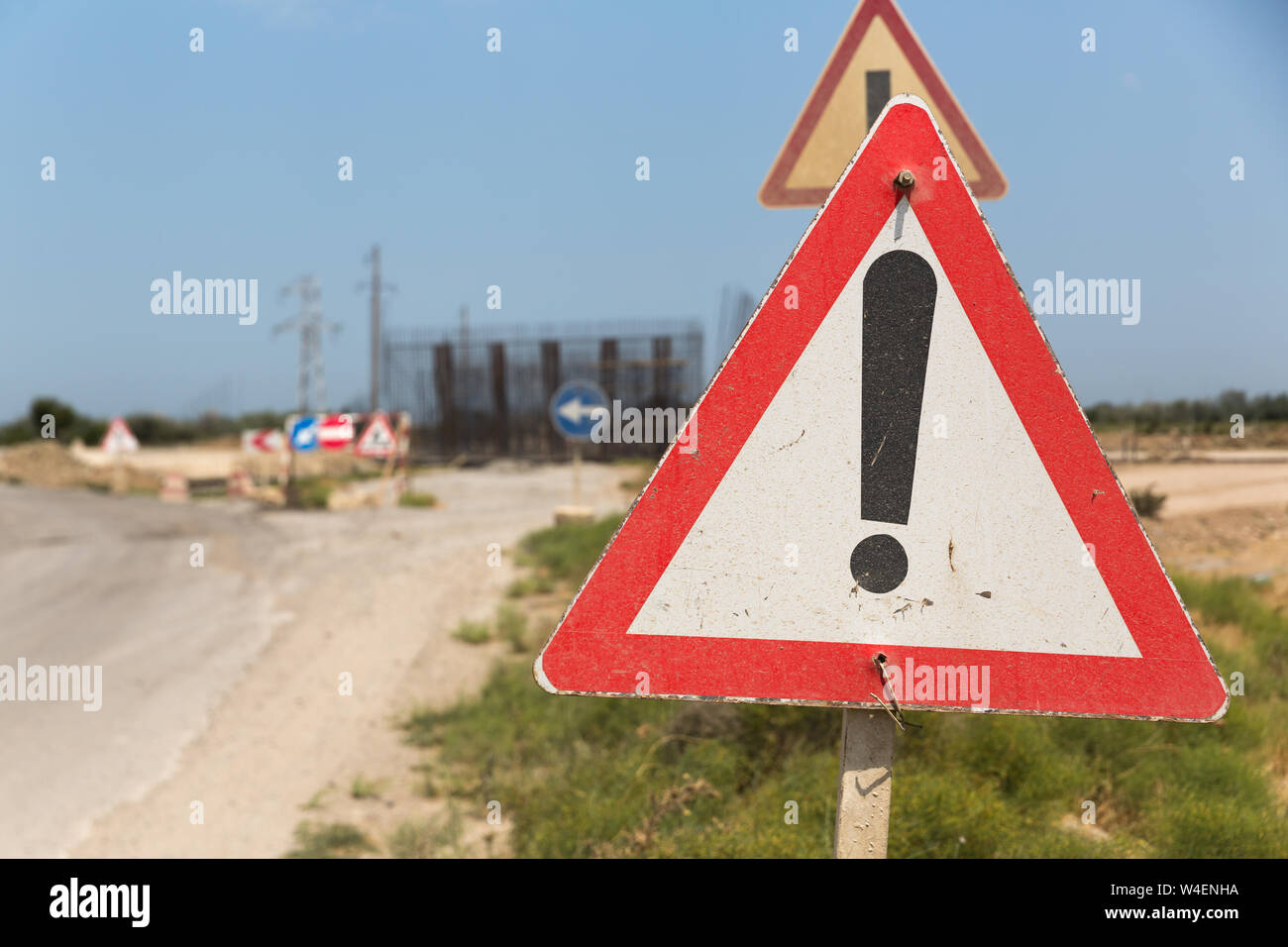 Road under construction. Road sign. Road repair sign Stock Photo - Alamy