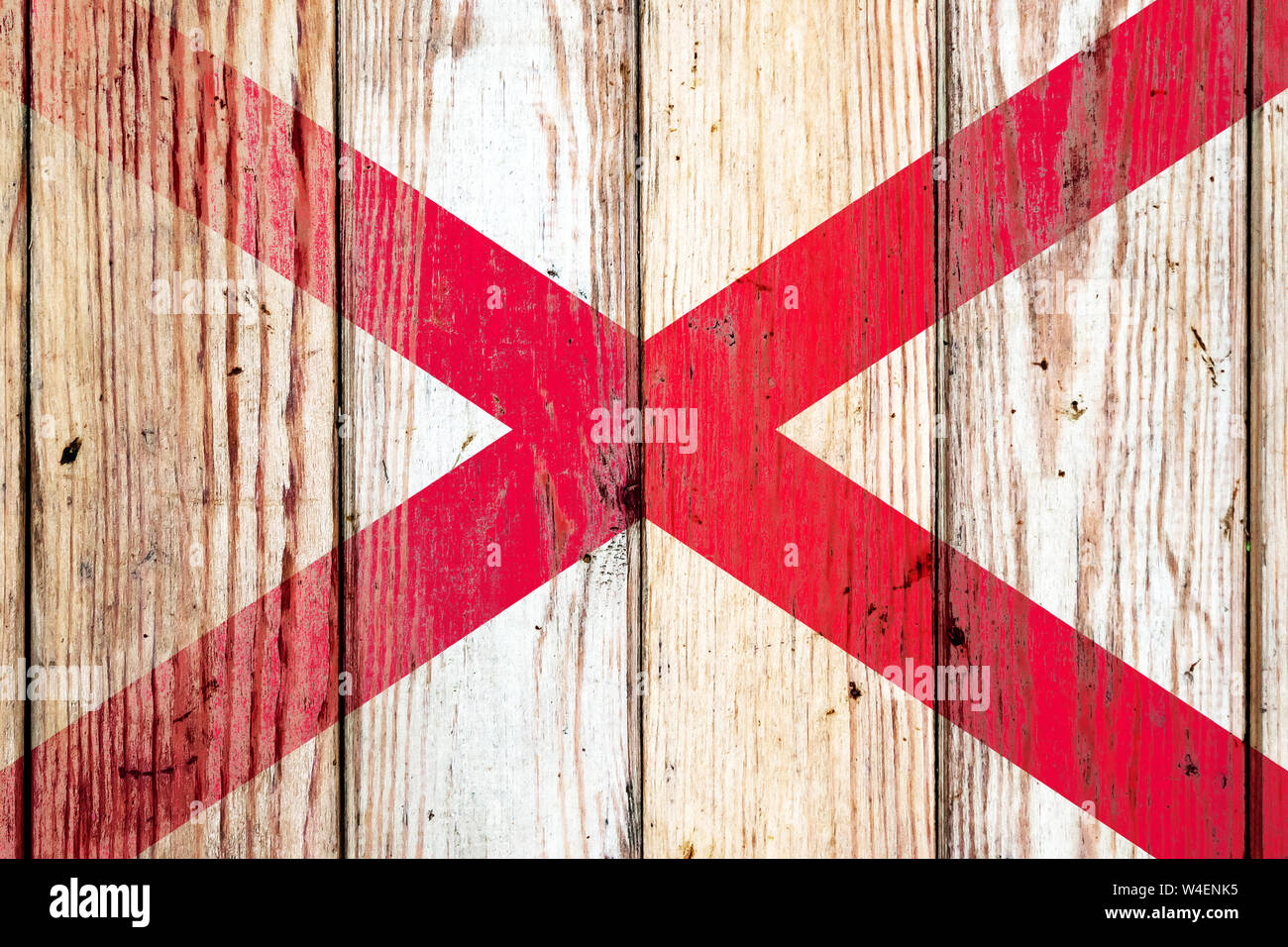 Alabama US state national flag on a gray wooden boards background on ...