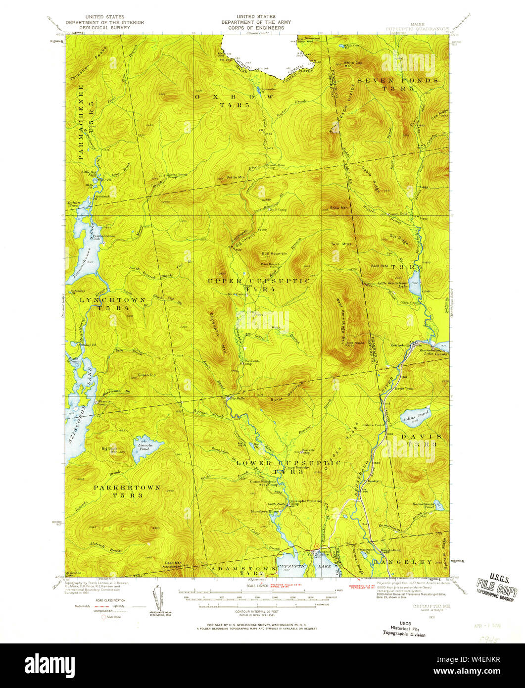 Maine USGS Historical Map Cupsuptic 460337 1931 62500 Restoration Stock ...