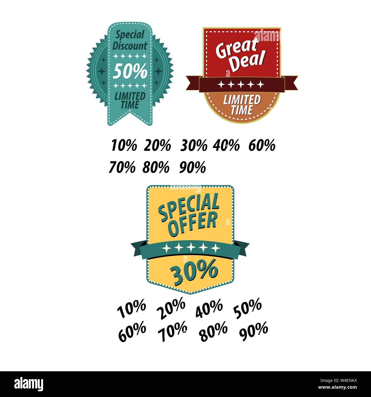 Price tags label with sale and discount text in different shapes for ...
